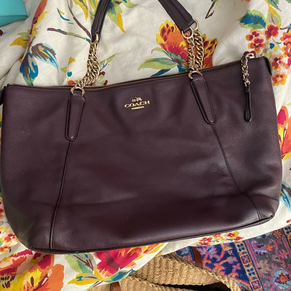 Coach Madison East/West Gold Chain 20466 Brown Pebble… - Gem